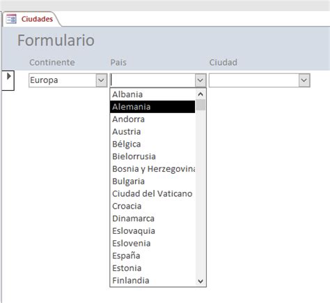 Cuadros Combinados En Cascada Independientes Microsoft Access