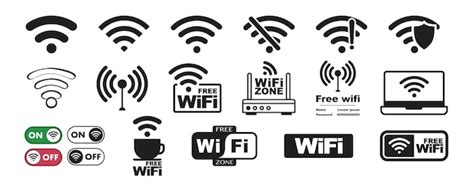 Premium Vector Set Of Free Wifi And Zone Sign Png Icon Wifi Signal Wireless Internet Symbol