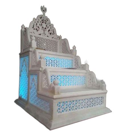 Indoor Rectangle Makrana White Marble Masjid Mimber Size 2x3x3 Feet