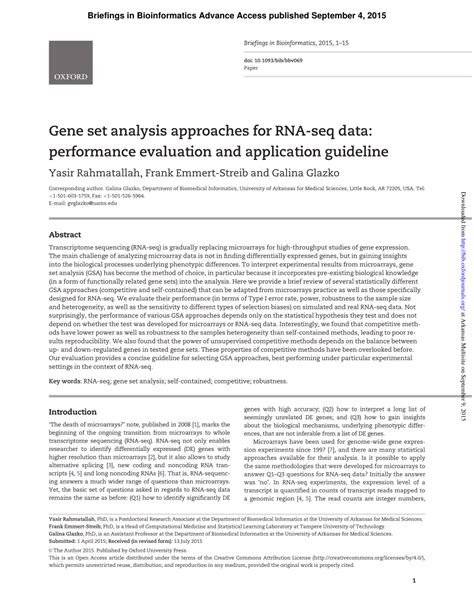 Pdf Gene Set Analysis Approaches For Rna Seq Data Performance
