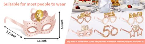 Guiruiy 24pcs 50th Birthday Paper Eyeglasses Decorations