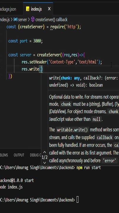 How To Create Server In Node Js Nodejs Javascript Code Shorts