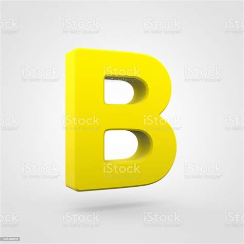 Plastic Yellow Letter B Uppercase Isolated On White Background Stock