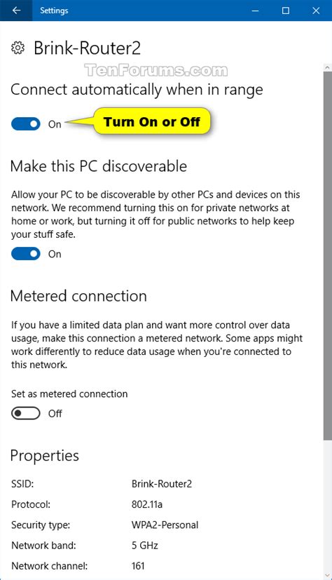 Turn On Or Off Connect Automatically To Wireless Network In Windows 10 Tutorials