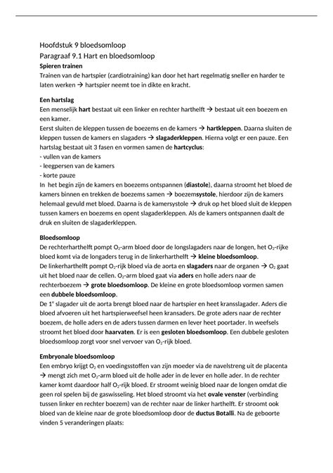 Samenvatting Nectar E Ed Vwo Leerboek Hoofdstuk Bloedsomloop Biologie Stuvia NL