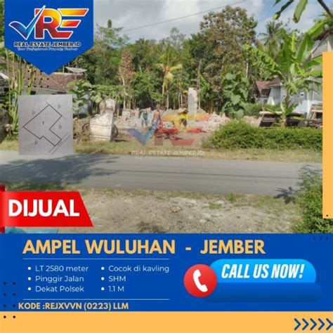 DIJUAL TANAH PINGGIR JALAN DI AMPEL WULUHAN JEMBER