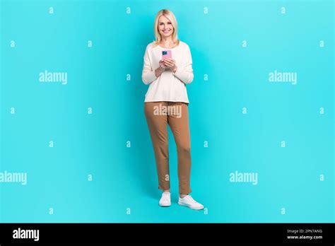 Full Length Photo Of Cute Adorable Woman Wear White Shirt Chatting