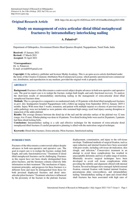 Pdf Study On Management Of Extra Articular Distal Tibial Metaphyseal