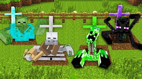 Minecraft Zombie Golem Skeleton Enderman Creeper Graves Monster School