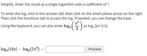 solved simplify enter the result as a single logarithm with