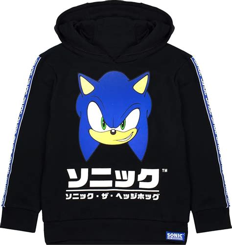 Sonic The Hedgehog Sweat à Capuche Pour Enfants Pull Noir Gamer