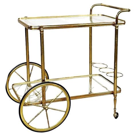 Italian Mid Century Modern Bar Cart In Brass And Glass 1950s Mid