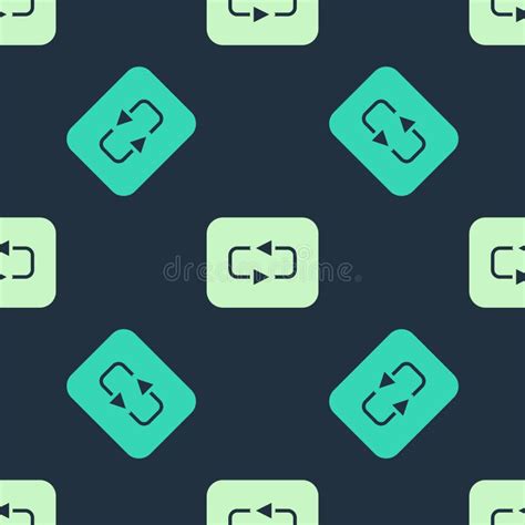 Green And Beige Repeat Button Icon Isolated Seamless Pattern On Blue Background Vector Stock