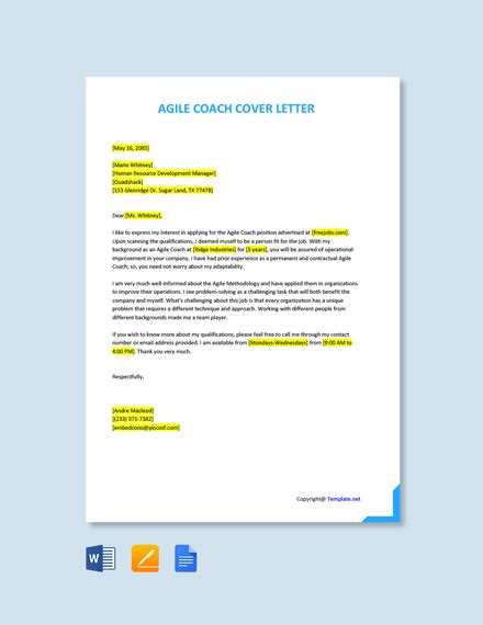 Agile Coach Cover Letter Template Google Docs Word Template Net