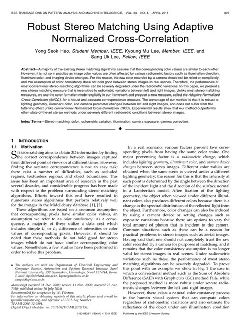 Robust Stereo Matching Using Adaptive Normalized Cross Correlation Pdf Color Lighting