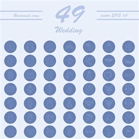 현대 선 스타일 벡터에서 웨딩 아이콘 세트 Eps Ai Uidownload
