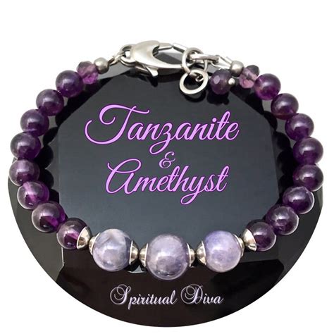 Amethyst Tanzanite Healing Crystal Gemstone Adjustable Reiki Bracelet