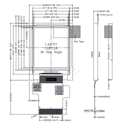 144 Inch Tft Lcd Spimcu Square Screen 128x128 Display 14