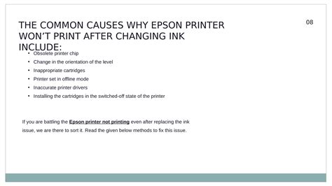 Fix Epson Printer Not Printing Even After Changing Ink