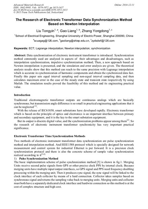 The Research Of Electronic Transformer Data Synchronization Method