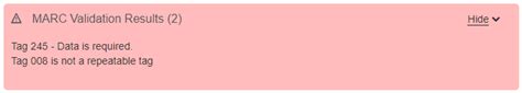 bibliographic record validation duplicate checking and authority control