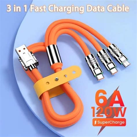 Orange 3 In 1 Fast Charging Data Cable Plastic At ₹ 50piece In Surat Id 2857449037891