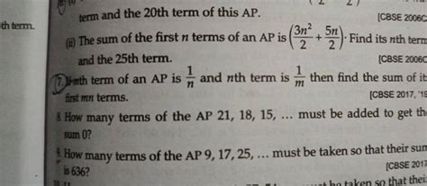 Term And The 20 Th Term Of This Ap Ii The Sum Of The First N Terms Of