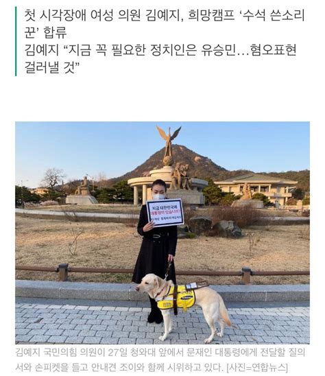 김예지 의원 국민의힘으로 영입한 사람의 정체  정치 시사 에펨코리아