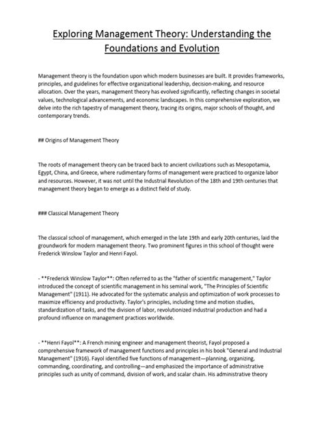 Management Theory Pdf Systems Theory System