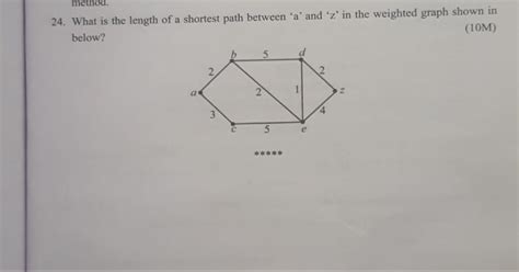 method 24 what is the length of a shortest path between a and z