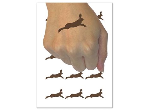 Leaping Jack Rabbit Silhouette Temporary Tattoo Water Resistant Fake