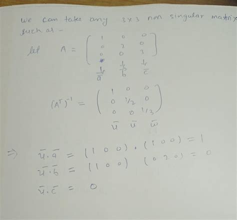 let a be a non singular 3x3 matrix the columns of which are denoted by