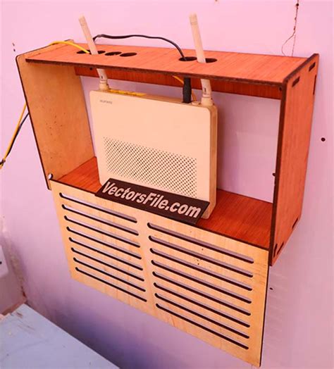 Laser Cut Wooden Wifi Router Box Wall Hanging Wifi Storage Organizer Box 4mm Vector File