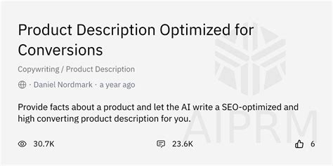 Prompt Product Description Optimized For Conversions By Daniel