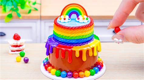 Rainbow Chocolate Cake Recipe💞most Miniature Rainbow Cake Decorating