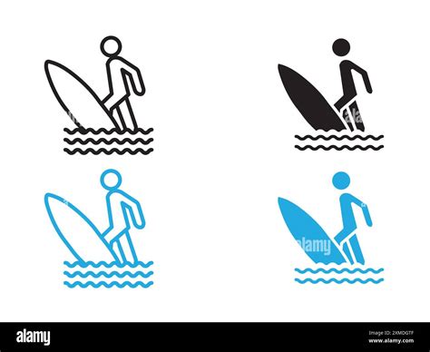 Surfing Icon Vector Line Logo Mark Or Symbol Set Collection Outline Style Stock Vector Image