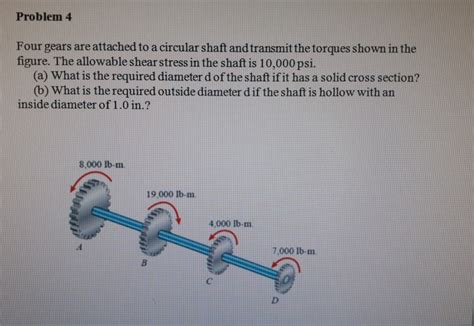 Solved Problem 4 Four Gears Are Attached To A Circular Shaft