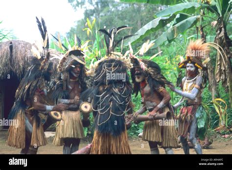 Colorful Huli Wigmen Of Papua New Guinea Dancing Stock Photo Alamy