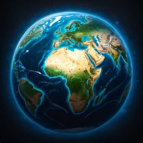 Detailed 3d Illustration Of Earth With Glowing Edges Stock Illustration