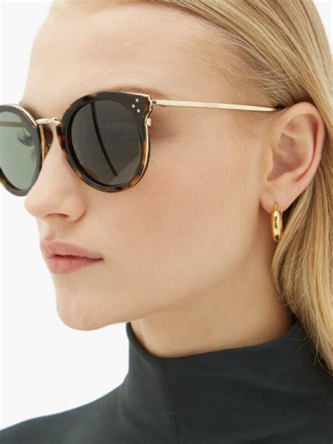 Celine Round Acetate And Metal Sunglasses Tortoiseshell Editorialist