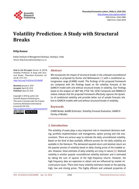 Pdf Volatility Prediction A Study With Structural Breaks