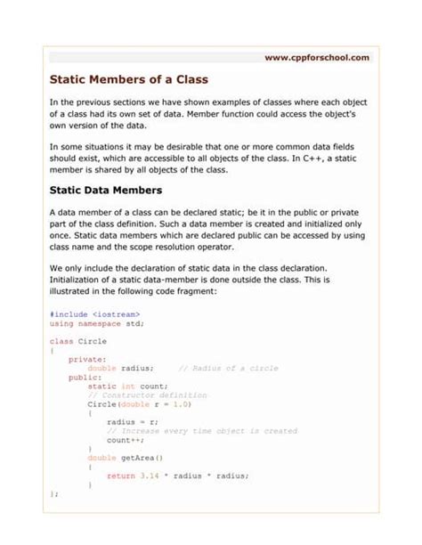 Static Data Members And Member Functions Ppt