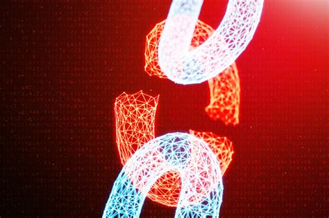 분리 된 깨진 체인 디지털 블록 체인 기술 암호 화폐 디지털 코드의 개념 블록 체인 개념입니다 파란색 도트 네트워크에서 빛나는 삼각형의 낮은 다각형 격자 3d 그림 깨짐에