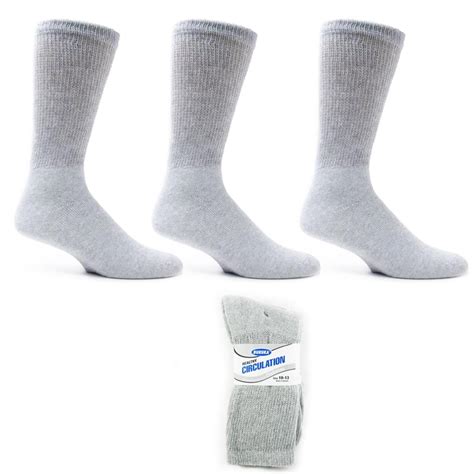 3 Pairs Diabetic Crew Circulation Socks Health Support Mens Loose Fit