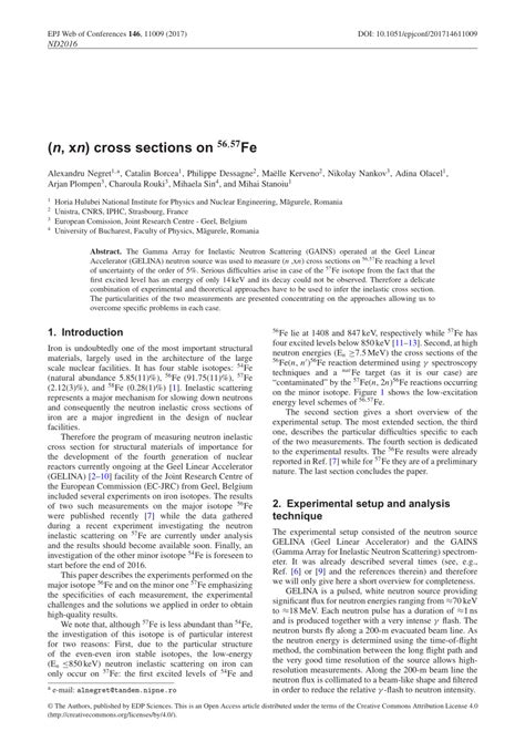 Pdf N X N Cross Sections On 5657 Fe