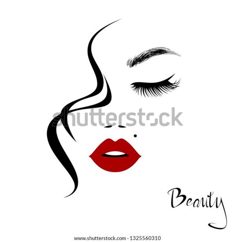Beautiful Sexy Face Red Lips Fashion Stock Vector Royalty Free