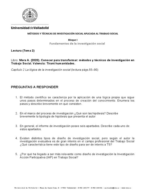 Plantilla Preguntas Lectura Cap 2 Mora A 2020 Pdf
