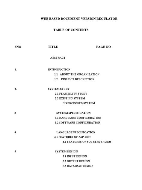 Web Based Document Version Regulator Table Of Contents Pdf Active