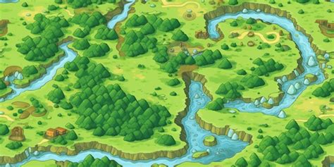 Premium Photo Game Map With Large Grassland 16 Bits Pattern