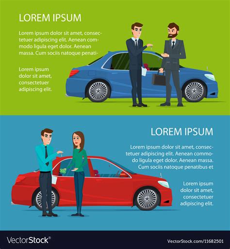 Car Showroom Manager Sells Man And Woman Buying A Vector Image
